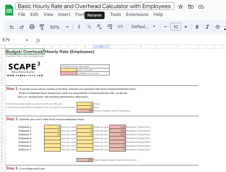 Free Hardscape Landscape Hourly Rate Calculator Spreadsheet Excel F Free Hardscape Landscape Hourly Rate Calculator Spreadsheet Excel F
